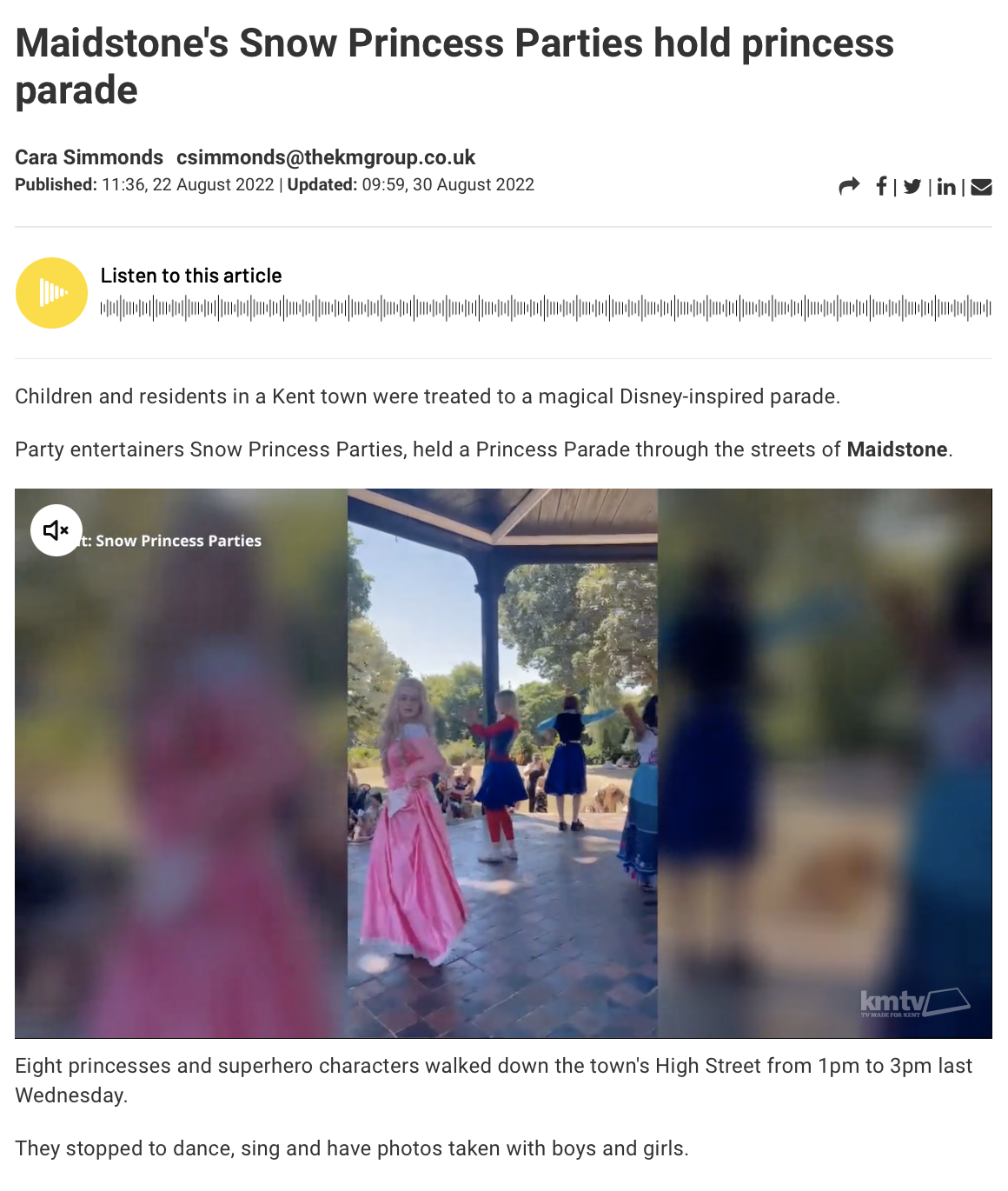 The Annual Snow Princess Summer Maidstone Parade